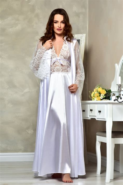 Black Satin Peignoir Set Bridal Lingerie Wedding Night Long Etsy 日本
