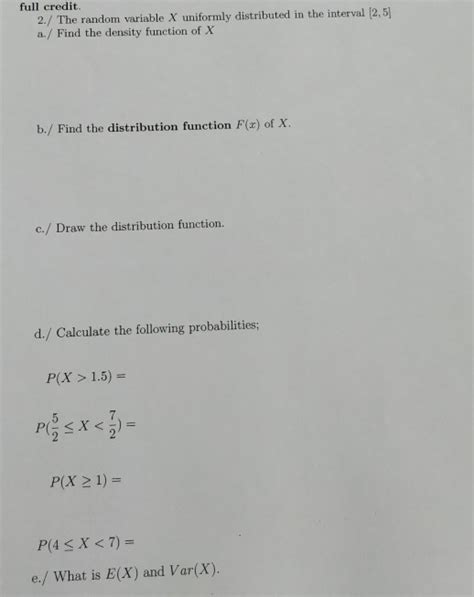 solved full credit 2 the random variable x uniformly