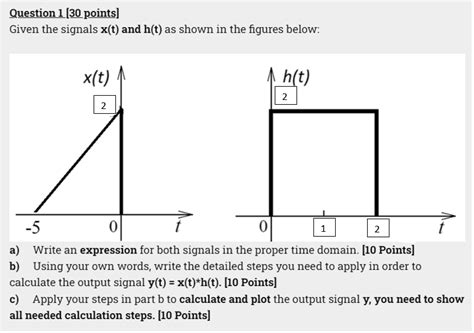 solved question 1 [30 points] given the signals x t and