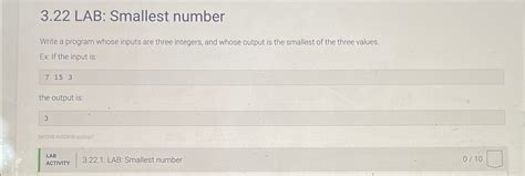 solved 3 22 ﻿lab smallest numberwrite a program whose