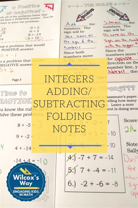 adding and subtracting integers and integers basics notes and practice