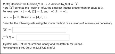 solved 2 pts consider the function f r → z defined by