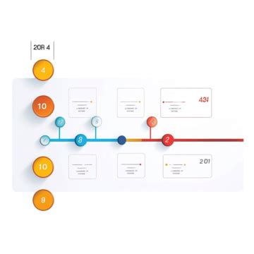 Horizontal Timeline Or Flowchart With Four Square Elements And Space