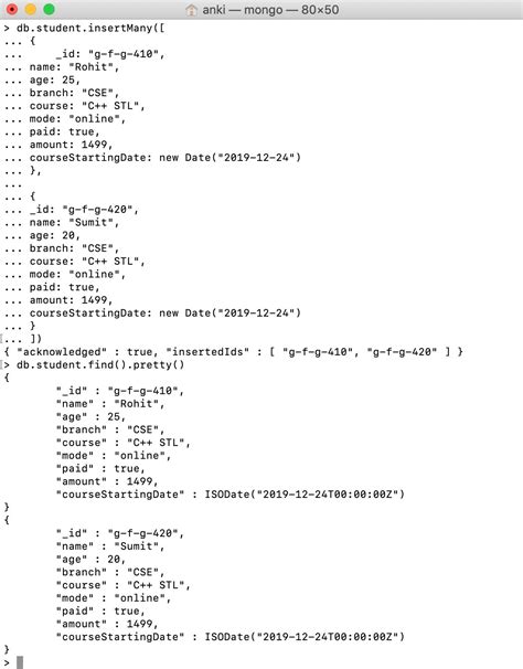 mongodb inserte varios documentos con mongoshell barcelona geeks