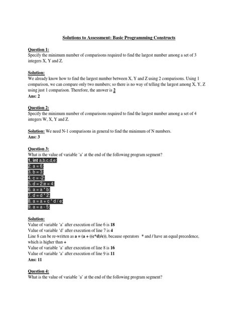 solutions to assessment basic programming constructs 1 int a b c d e pdf control flow