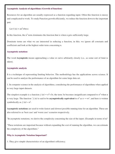 asymptotic analysis of algorithms growth of function pdf time complexity asymptote