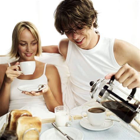 Couple Having Breakfast In Bed Inspire A Fire
