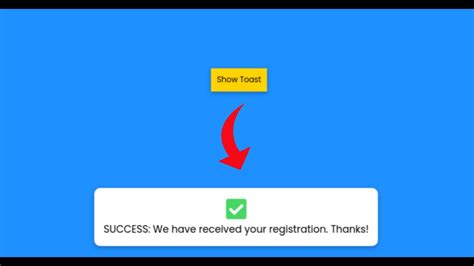 snackbar toast notifications using html css and js youtube