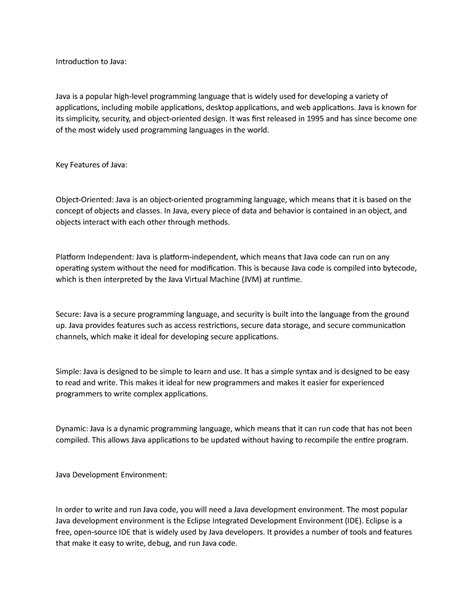 introduction to java introduction to java java is a popular high level programming language