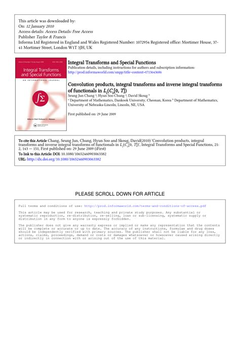 pdf convolution products integral transforms and inverse integral transforms of functionals