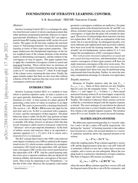 pdf foundations of iterative learning control