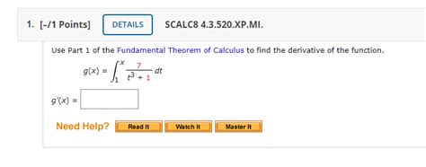 solved use part 1 of the fundamental theorem of calculus