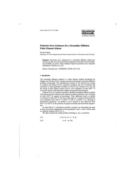 pdf pointwise error estimates for a streamline diffusion finite element scheme