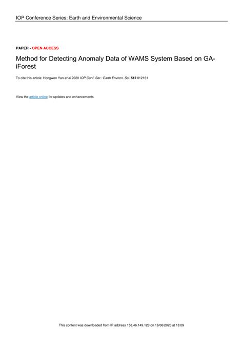 pdf method for detecting anomaly data of wams system based on ga iforest