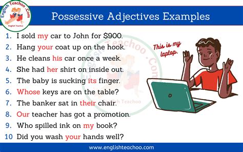 What Are The 10 Examples Of Possessive Adjectives Printable Templates