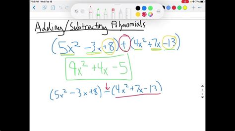adding and subtracting polynomial example youtube
