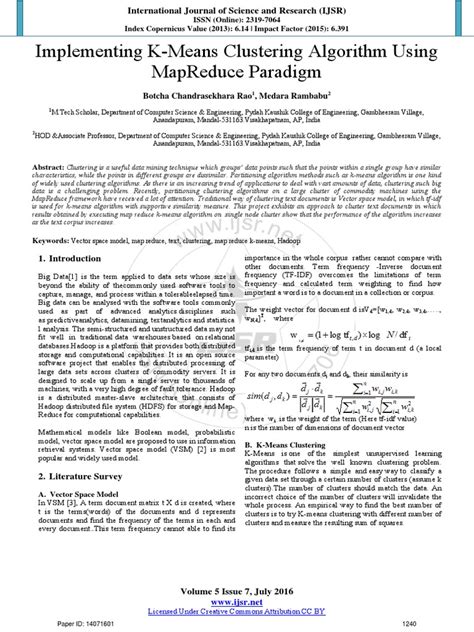 implementing k means clustering algorithm using mapreduce paradigm pdf map reduce apache