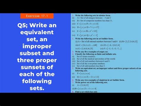 Write An Equivalent Set An Improper Subset And Three Proper Subsets Of