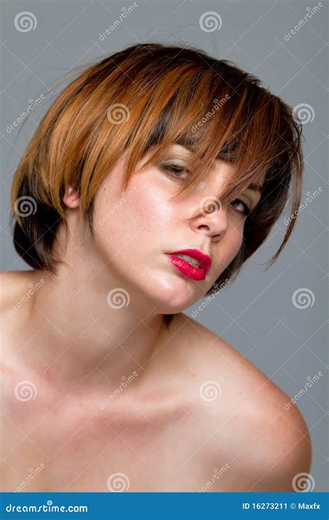 Short Hair Brunette Girl Stock Image Image Of Beautiful 16273211