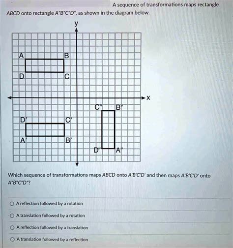 solved a sequence of transformations maps rectangle abcd onto rectangle a b c d as shown in