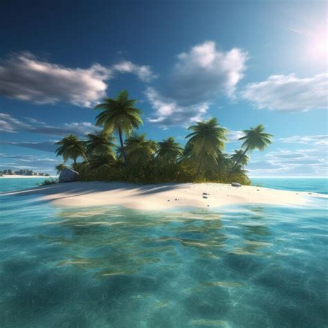 Premium AI Image A Small Island With Palm Trees In The Middle Of It