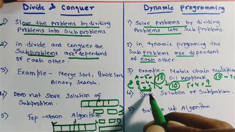 differnce between divide and conquer and dynamic programming design analysis and algorithm