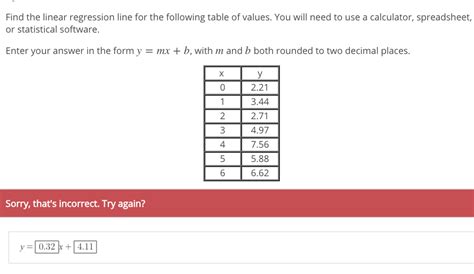 solved find the linear regression line for the following