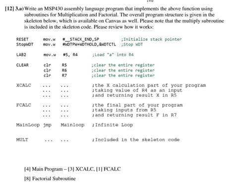 [solved] [12] 3 a write an msp430 assembly language program that implements course hero