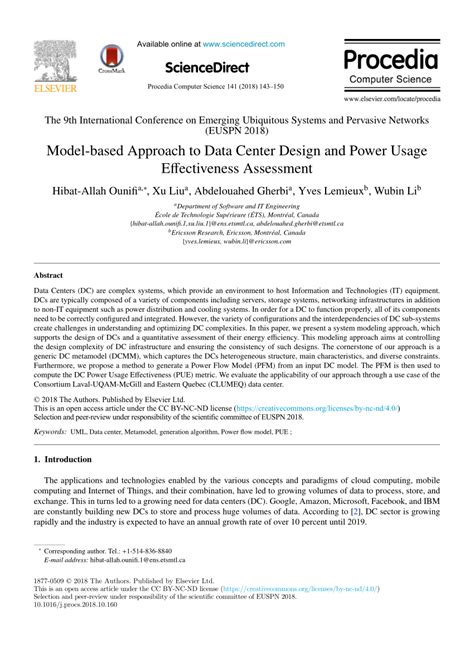 pdf model based approach to data center design and power usage effectiveness assessment