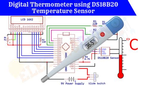 Digital Thermometer Using DS18B20 Temperature Sensor ElectroDuino
