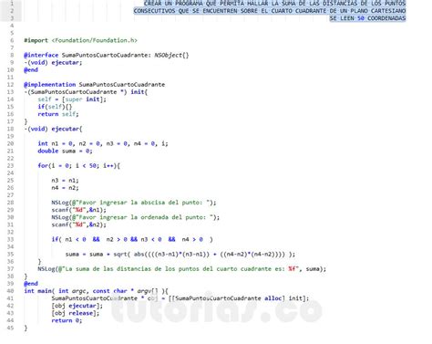 POO Objective C Suma De Puntos Cuarto Cuadrante Tutorias Co