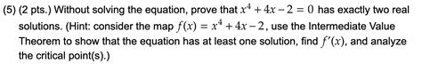 solved 5 2 pts without solving the equation prove that