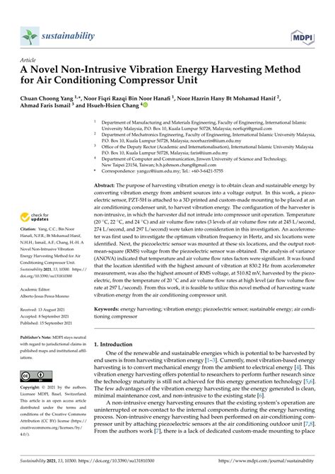 pdf a novel non intrusive vibration energy harvesting method for air conditioning compressor unit