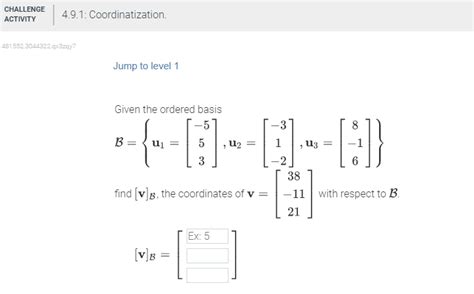 solved jump to level 1 given the ordered basis