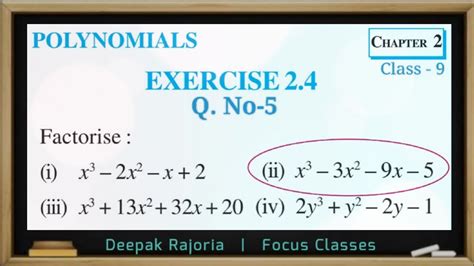 polynomials class 9th ex 2 4 q5 ii factorise x3 3x2 9x 5 factorisation by factor