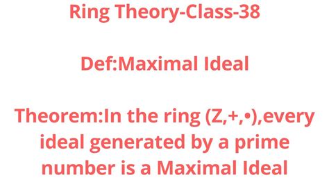 ring theory class 38 maximal ideal definition and a theorem on maximal ideal youtube