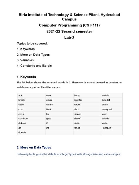 datatypes and variables download free pdf data type integer computer science