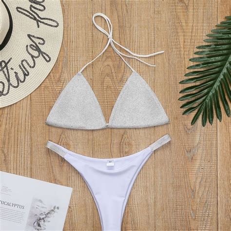 Micro Extreme String Bikini Sexy Crystal Ornaments Swimwear Mini Micro Bikini Peekaboo Bikini