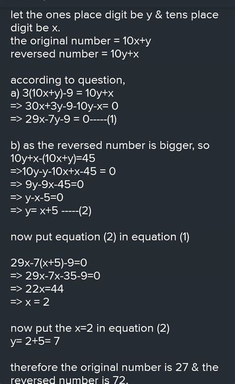 15 on reversing the digits of a two digit number number obtained is 9 less than three times