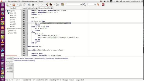 fortran programming tutorials revised 038 determinant using subroutines and functions