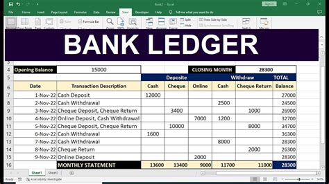 Account Ledger Format In Excel Customer Ledger For Bank Account
