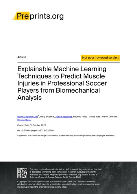 pdf explainable machine learning techniques to predict muscle injuries in professional soccer