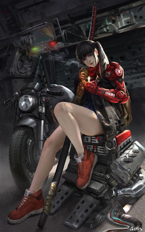 SciFi Biker Girl Character Illustration Concept Art Characters Art