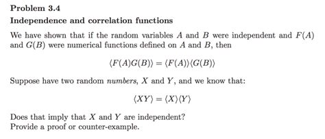 solved problem 3 4 independence and correlation functions we