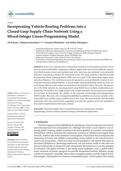 pdf incorporating vehicle routing problems into a closed loop supply chain network using a
