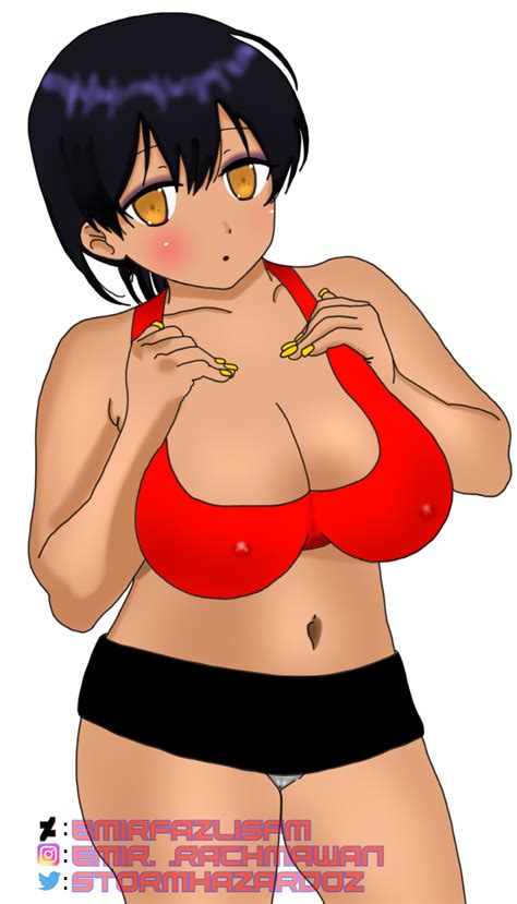 Rule 34 1girls Background Character Black Hair Breasts Cleavage Erect Nipples Erect Nipples