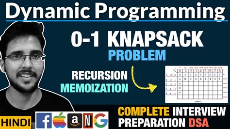 0 1 knapsack problem using dynamic programming complete recursive solution with memoization
