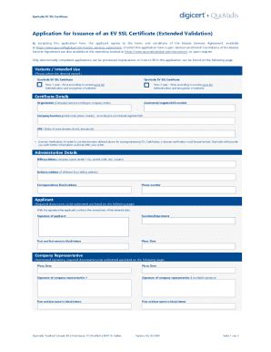 Fillable Online Application For Issuance Of An EV SSL Certificate