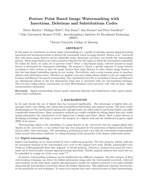 pdf feature point based image watermarking with insertions deletions and substitutions codes