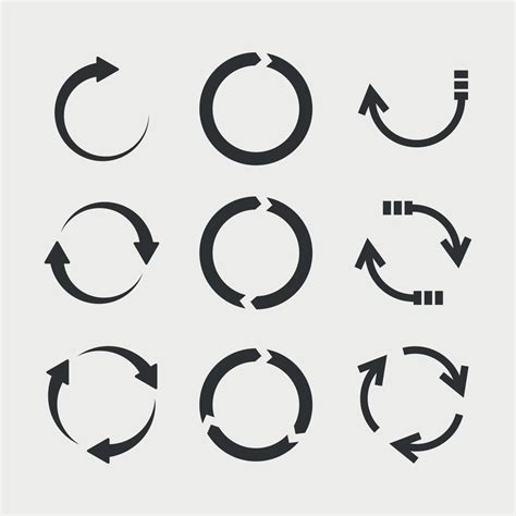 Circle Arrow Icon Silhouette Set Loading Recycle Or Repeat Sign